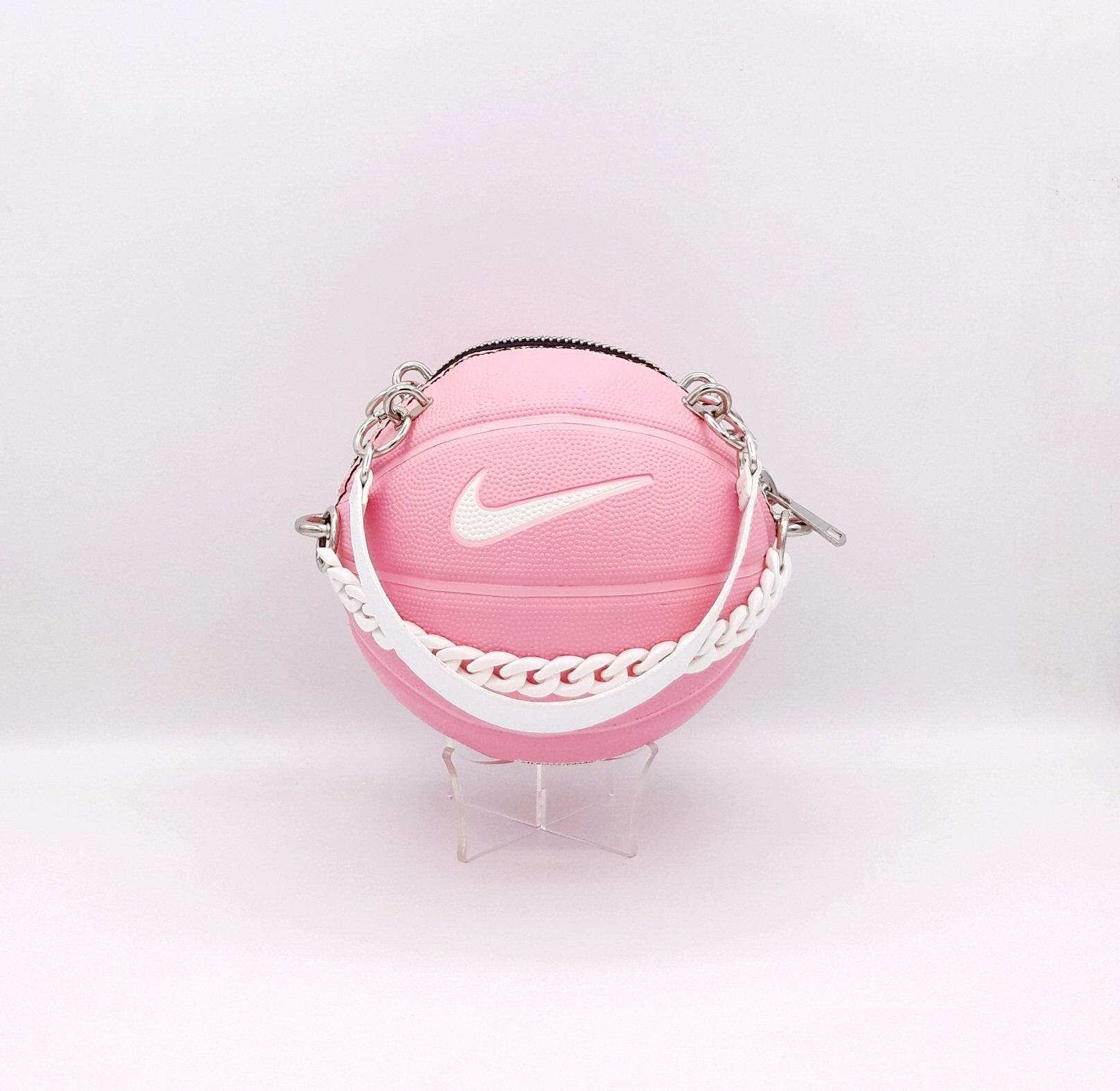 Pink and White Nike Skills Basketball Bag With Genuine Leather - Etsy