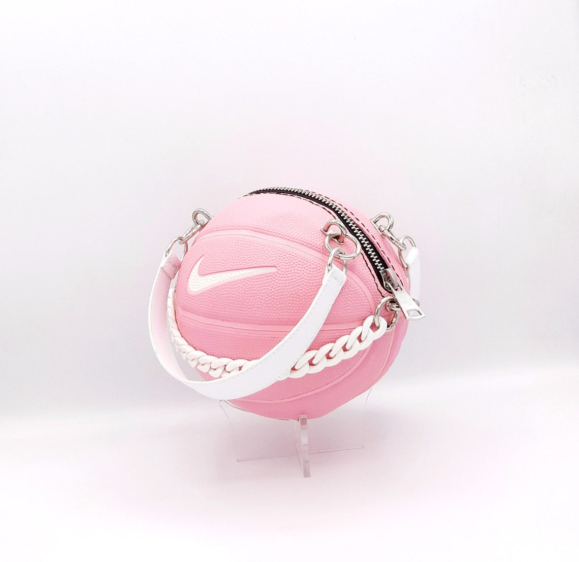 Pink and White Nike Skills Basketball Bag With Genuine Leather - Etsy