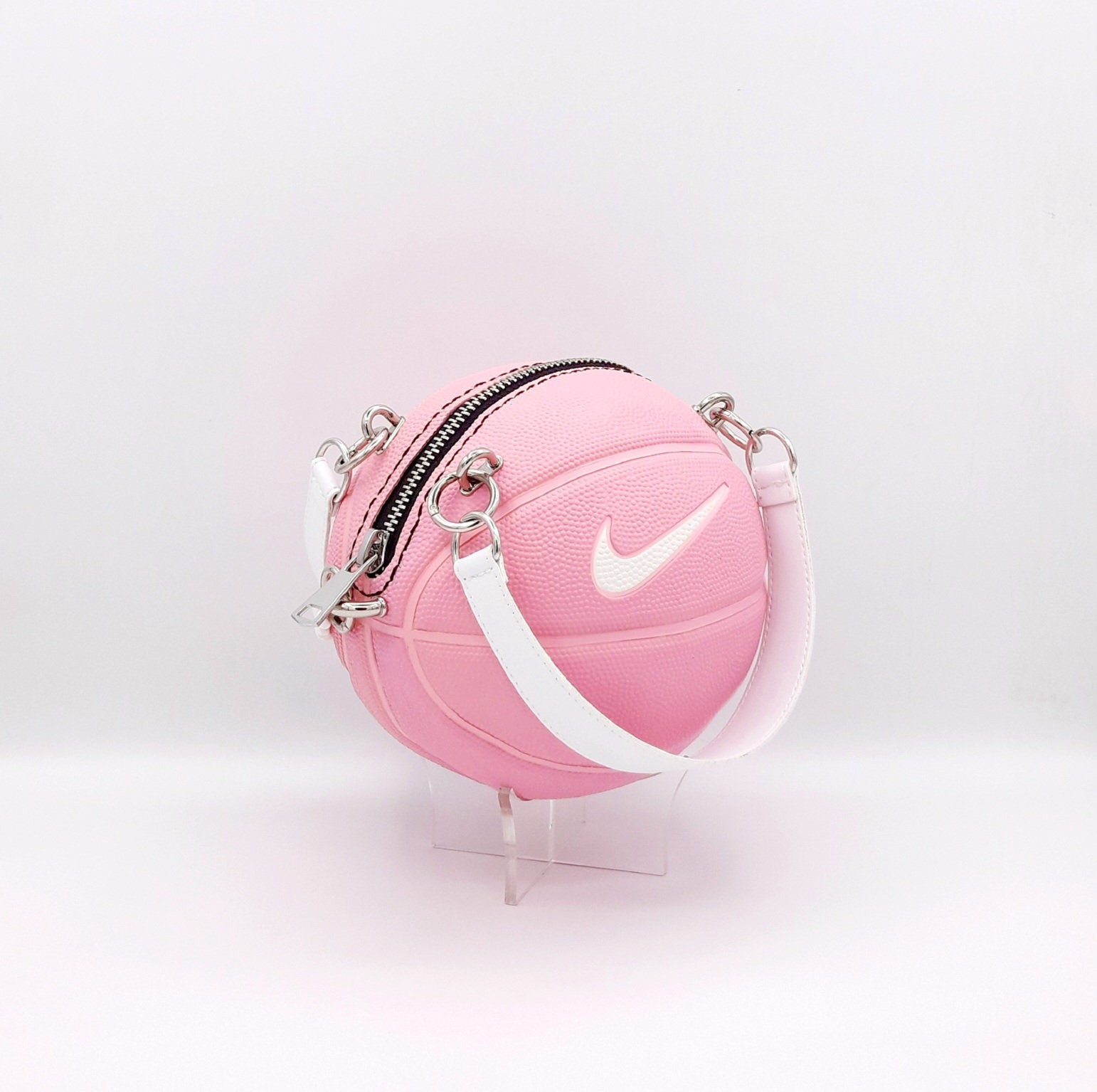 Pink and White Nike Skills Basketball Bag With Genuine Leather - Etsy