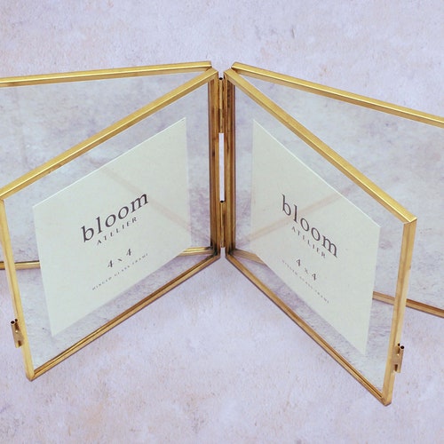 Double Photo Frame / Rectangular / Brass Gold Metal / 5 X - Etsy UK
