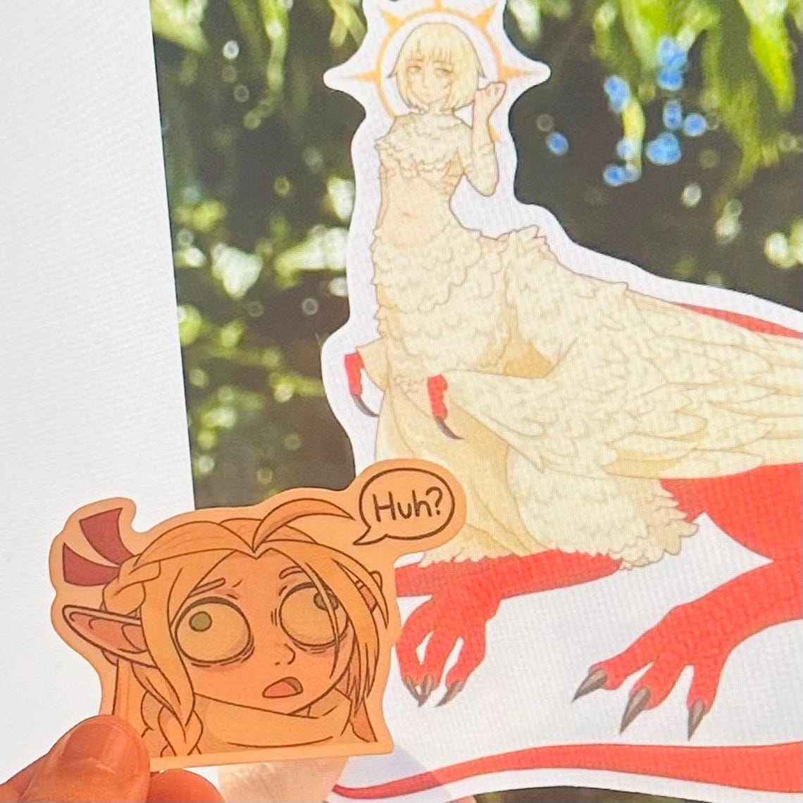 Confused Marcille Dungeon Meshi Sticker, Delicious in Dungeon Fan Art ...