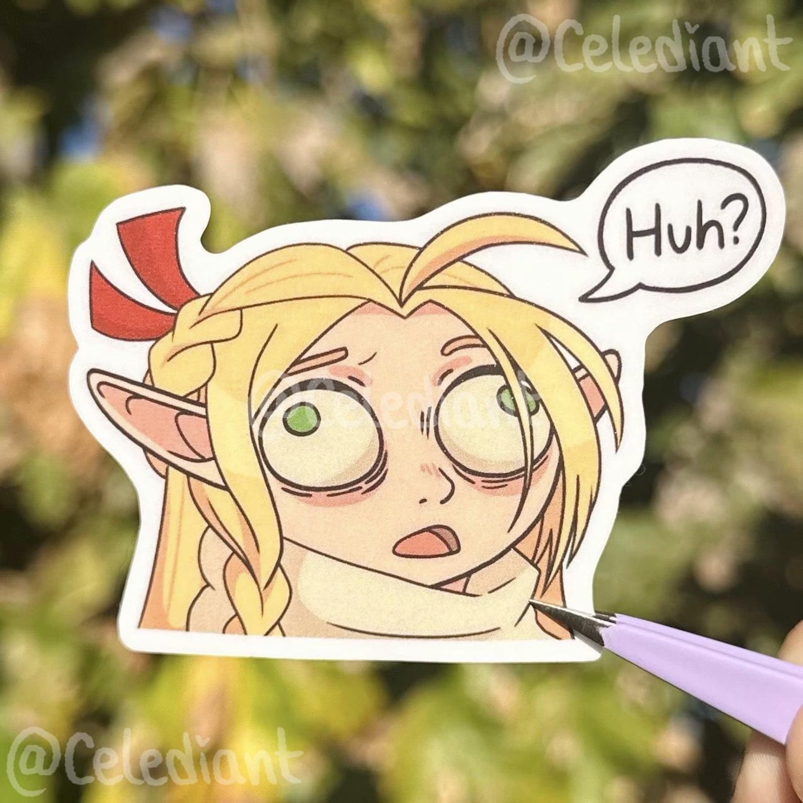 Confused Marcille Dungeon Meshi Sticker, Delicious in Dungeon Fan Art ...