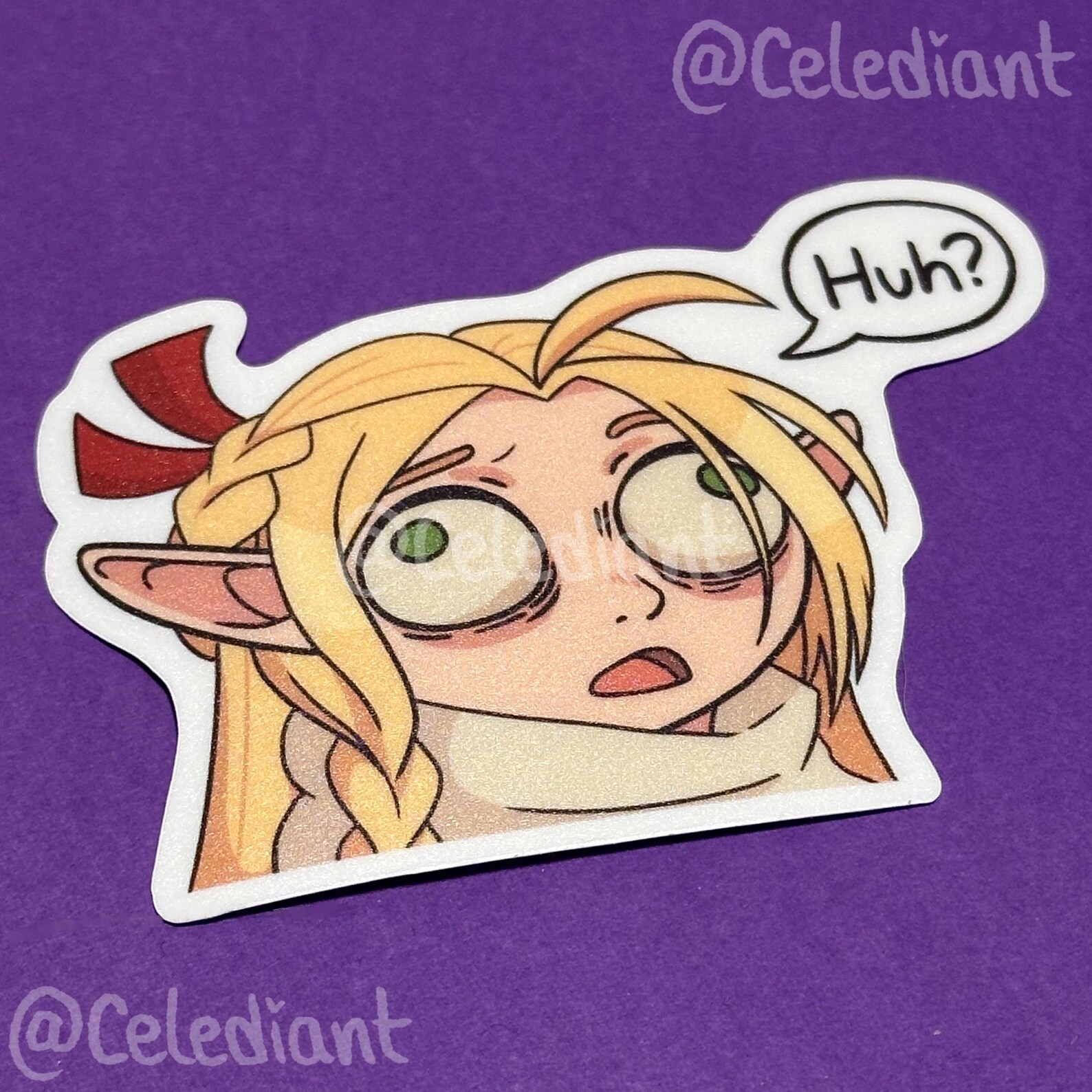 Confused Marcille Dungeon Meshi Sticker, Delicious in Dungeon Fan Art ...