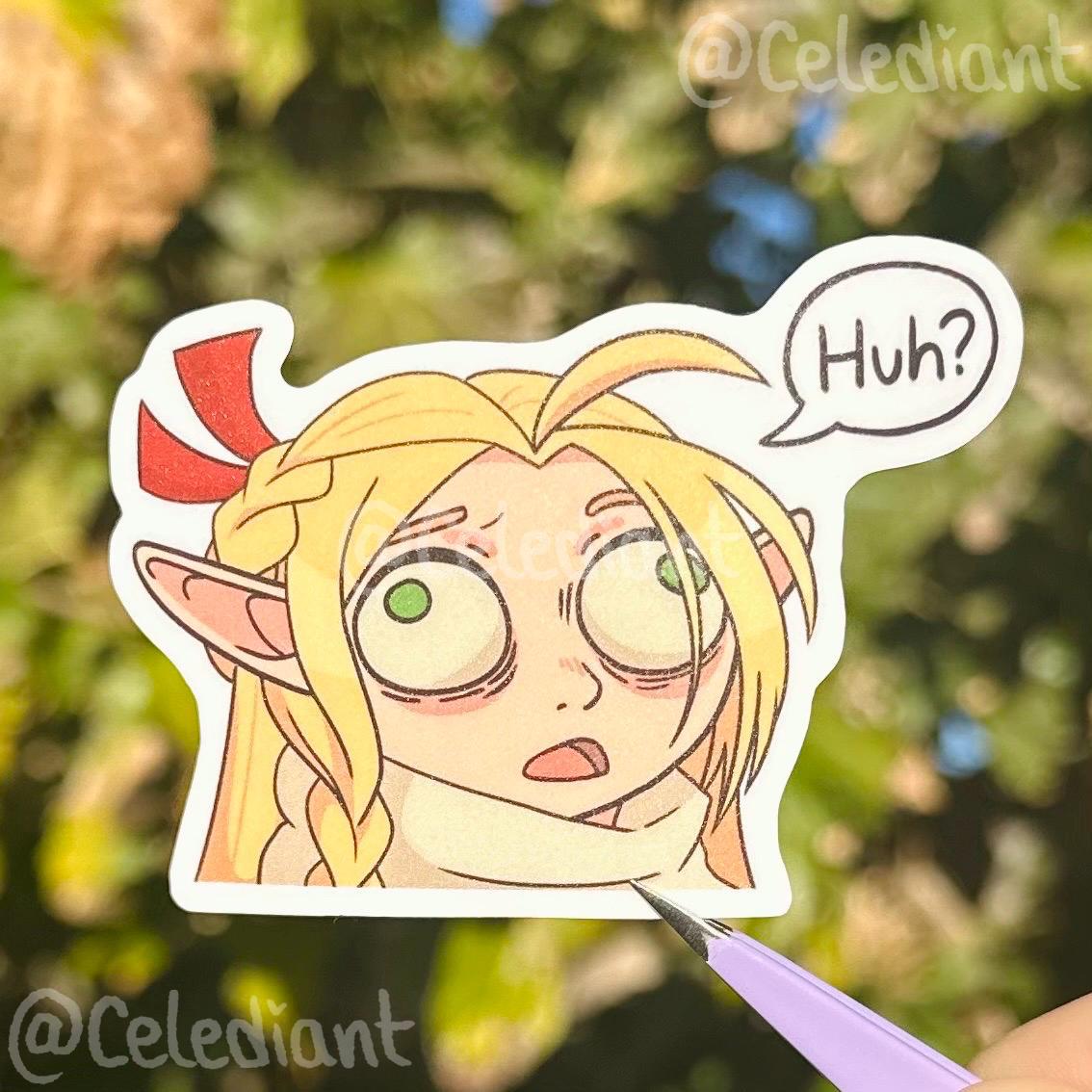 Confused Marcille Dungeon Meshi Sticker, Delicious in Dungeon Fan Art ...