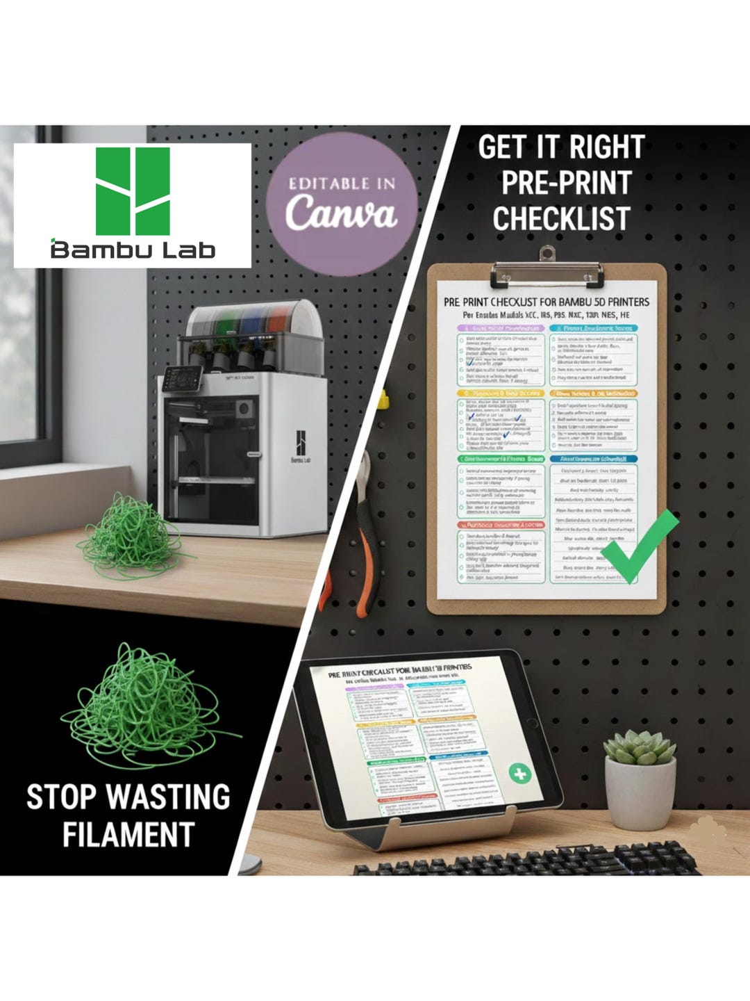 Pre-print Checklist & Maintenance Log for Bambu Lab Printers| Editable ...