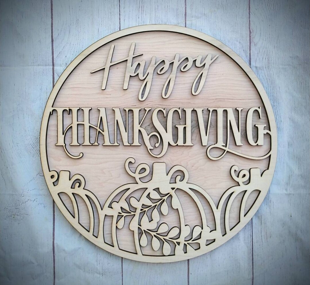 Happy Thanksgiving DIY Round Door Sign / Welcome Door Hanger / - Etsy