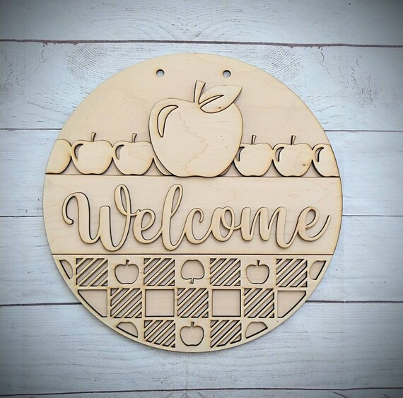 Welcome DIY Round Door Sign / Welcome Door Hanger / Welcome - Etsy