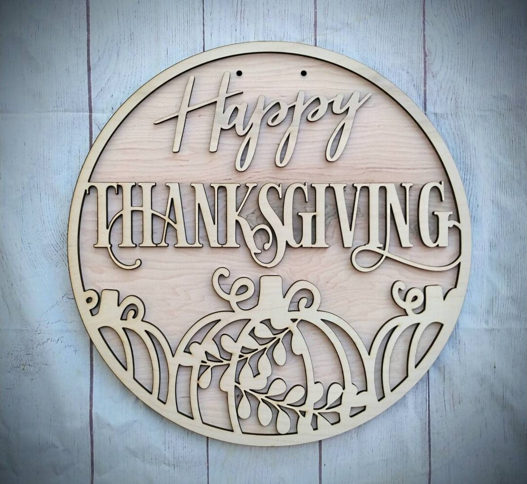 Happy Thanksgiving DIY Round Door Sign / Welcome Door Hanger / Welcome ...