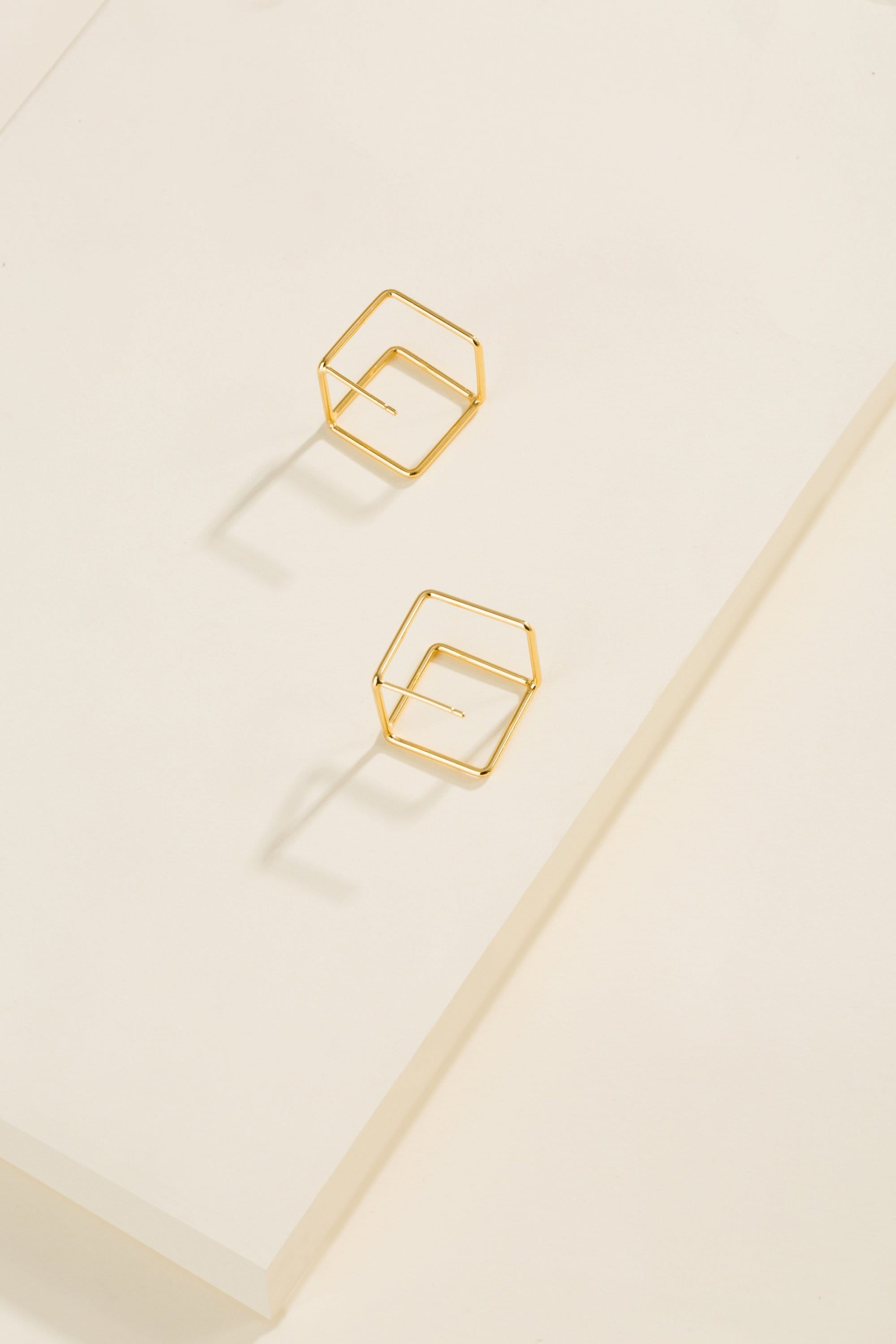 Geometric Cube Square Earrings 3D Square Stud Earrings - Etsy