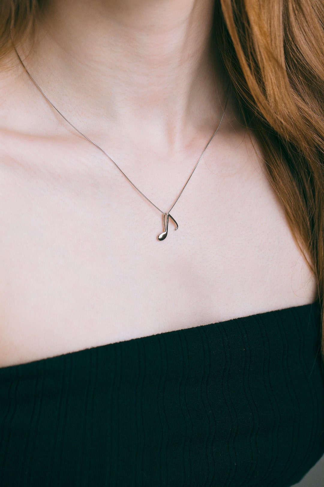 Music Note Necklace, Sterling Silver Music Jewelry Necklace, Double ...