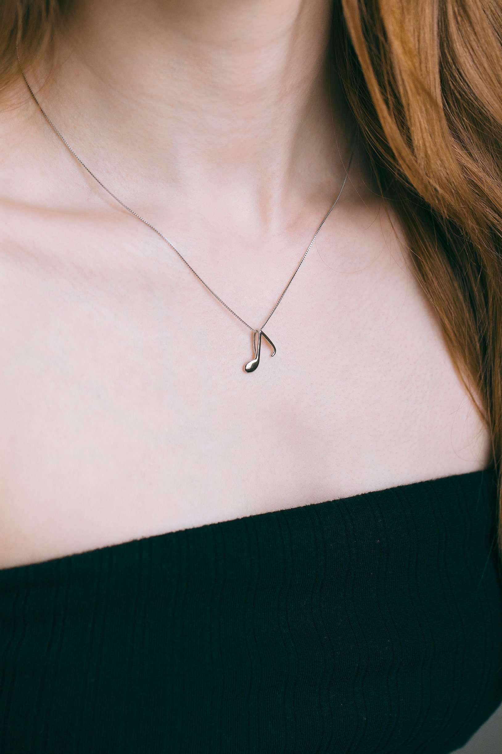 Music Note Necklace, Sterling Silver Music Jewelry Necklace, Double ...