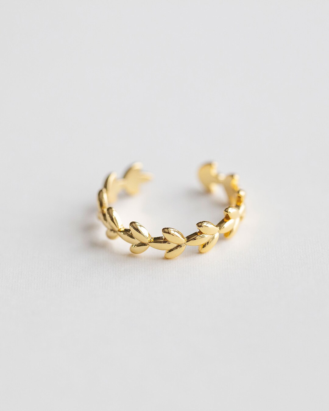 Leaf Open Gold Ring • Adjustable Ring • Stackable Ring • Minimalist ...