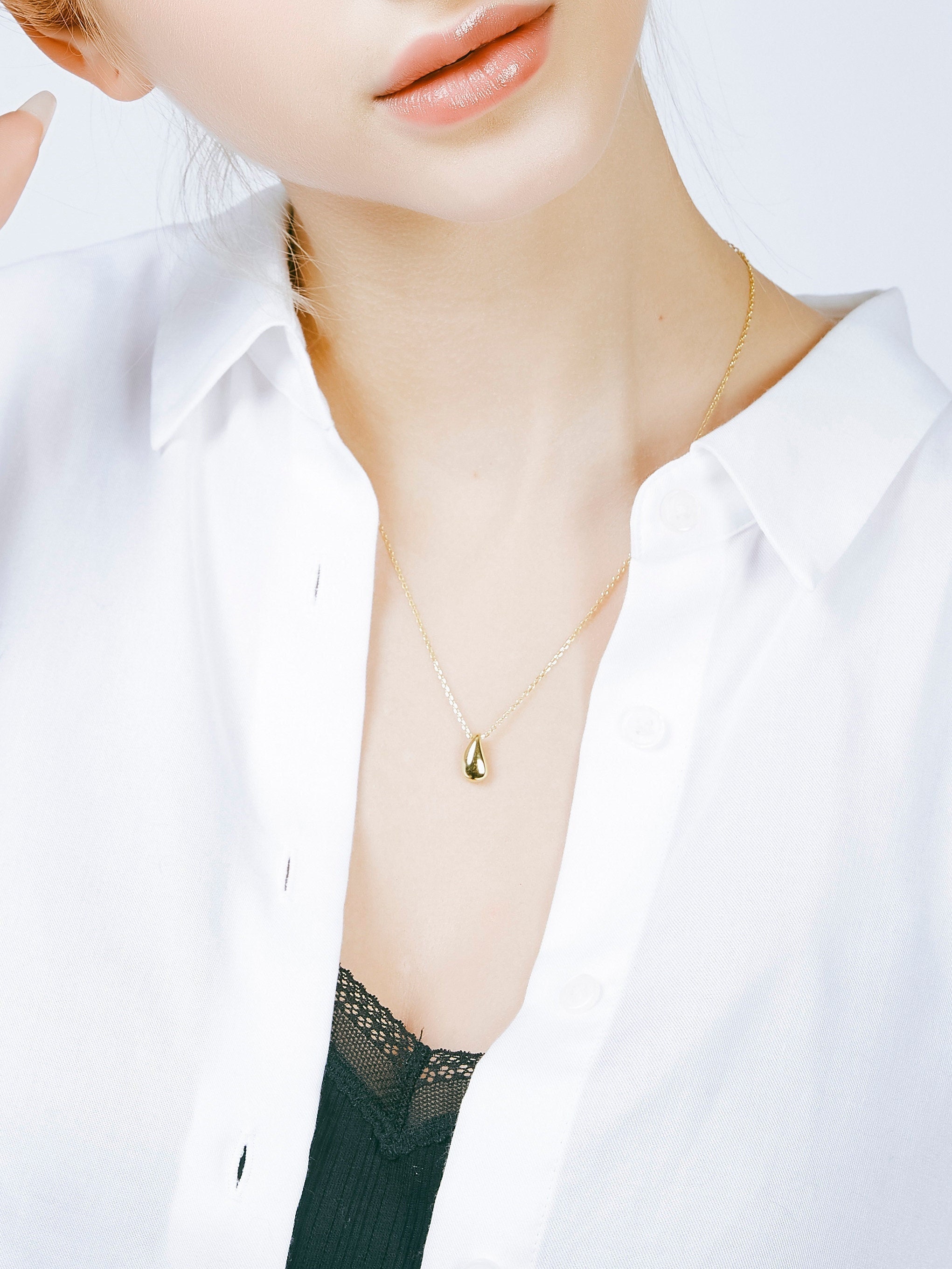 Gold Drop Necklace, Dew Drop Necklace, Water Droplet Necklace, Dainty ...