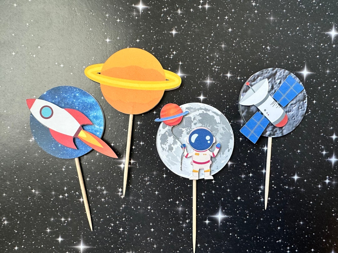 3D Space Cupcake Toppers| Space Cupcake Toppers| Astronaut Cupcake ...