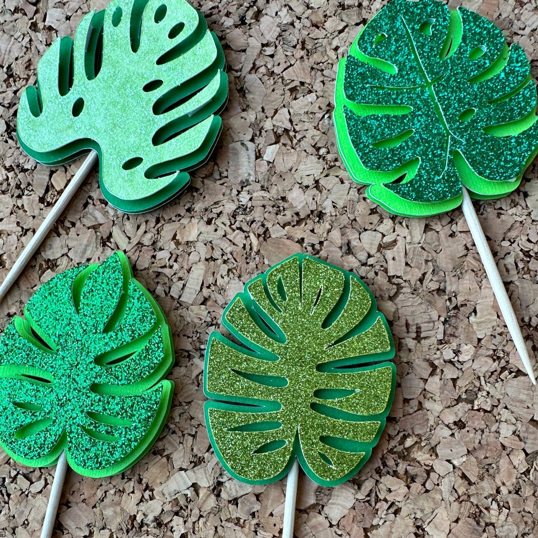 Monstera Leaf Cupcake Toppers Wild Leaf Cupcake Toppers Leaf Cupcake ...