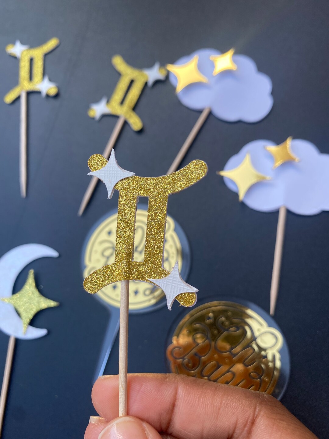 Custom Cupcake Toppers| Zodiac Cupcake Toppers| Glitter Cupcake Toppers ...
