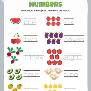 Trace, Spot, and Count Number Worksheets - Printable - Etsy