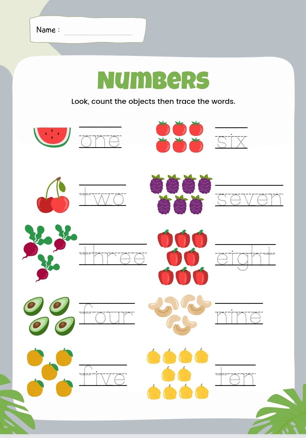 Trace, Spot, and Count Number Worksheets - Printable - Etsy