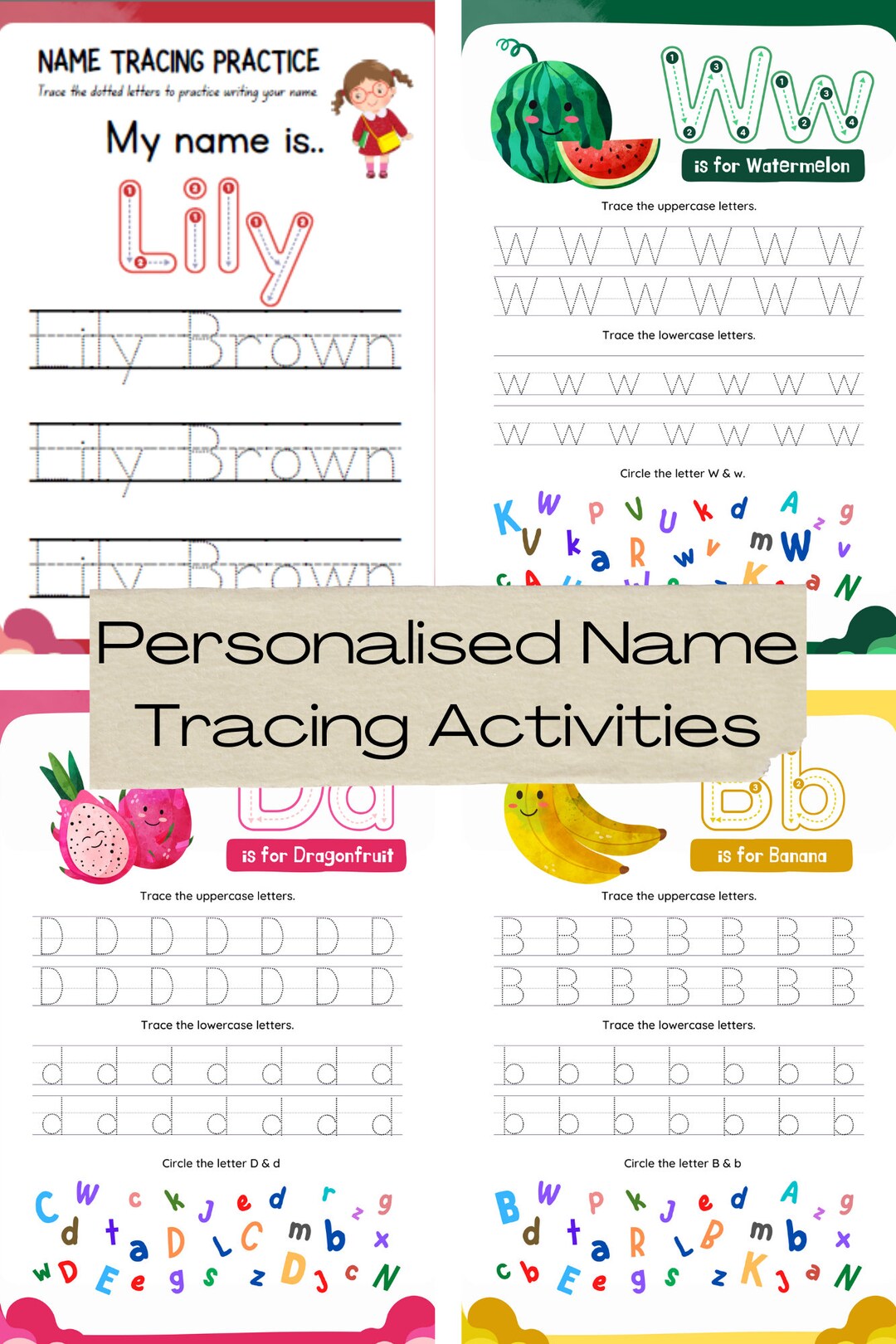 Personalised Name & Alphabet Tracing Worksheets / Tracing Activities 27 ...