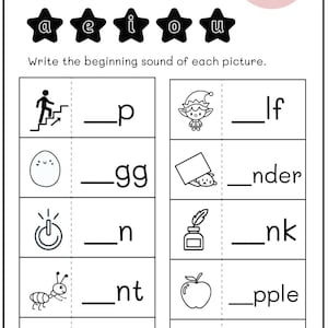 Kindergarten Vowels Worksheets, Short and Long Vowels (a E I O U ...