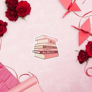 Stack of Books Reading Themed Sticker Classic Stacked Books Poster Art ...