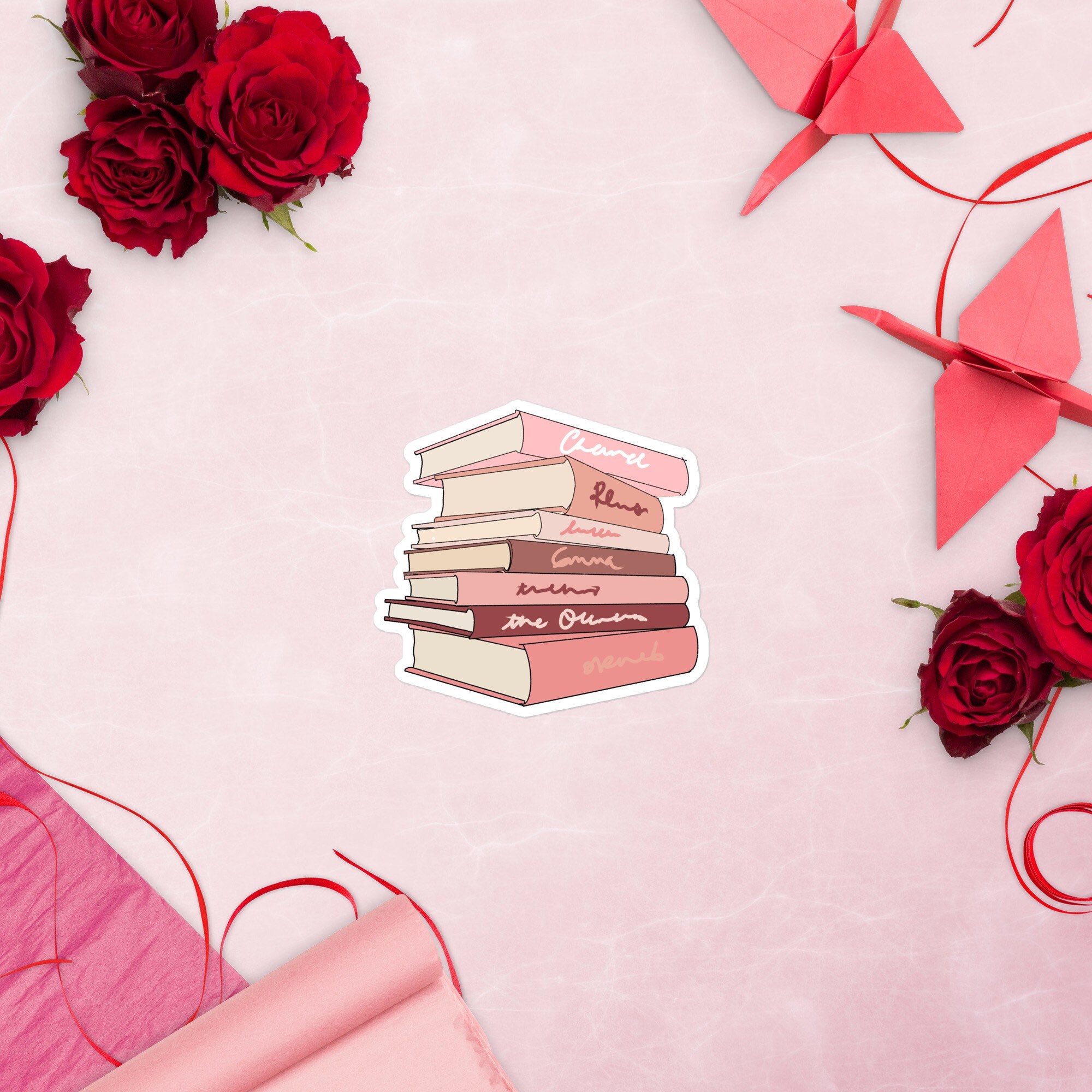 Stack of Books Reading Themed Sticker Classic Stacked Books Poster Art ...