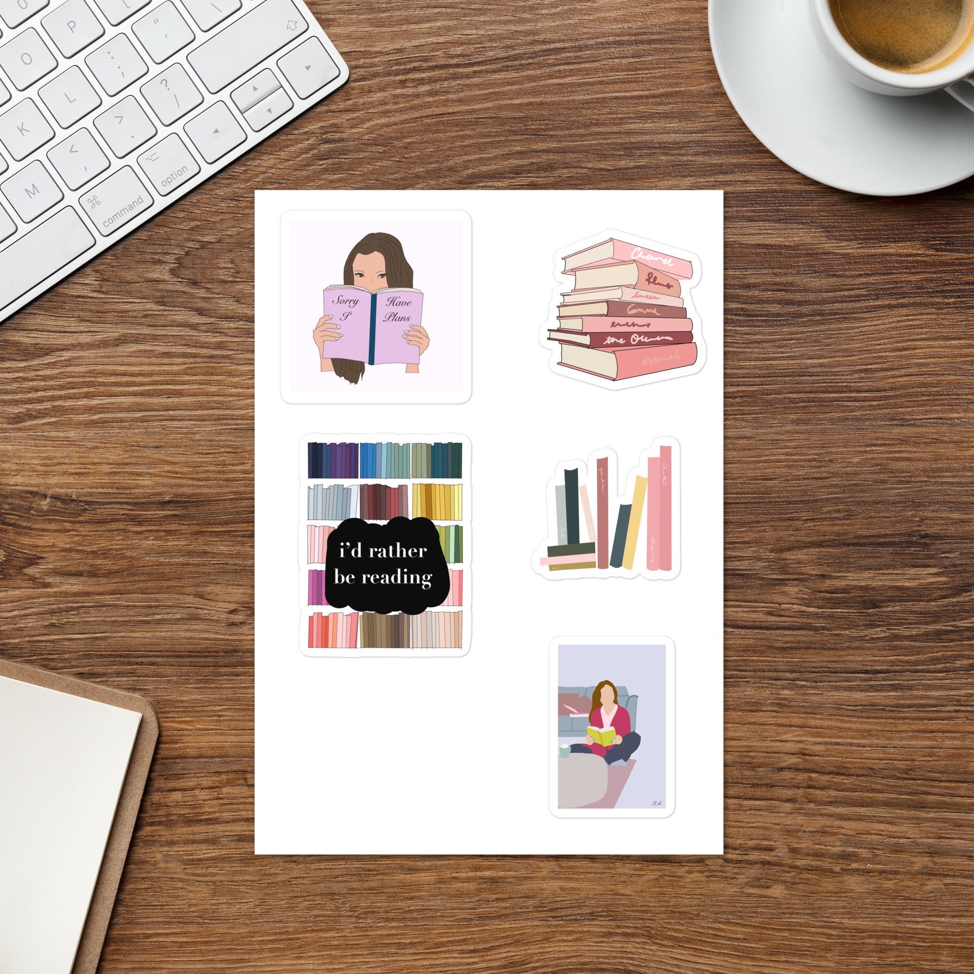 Reading Books Themed Extra Large Sticker Sheet Classic Stacked Books ...