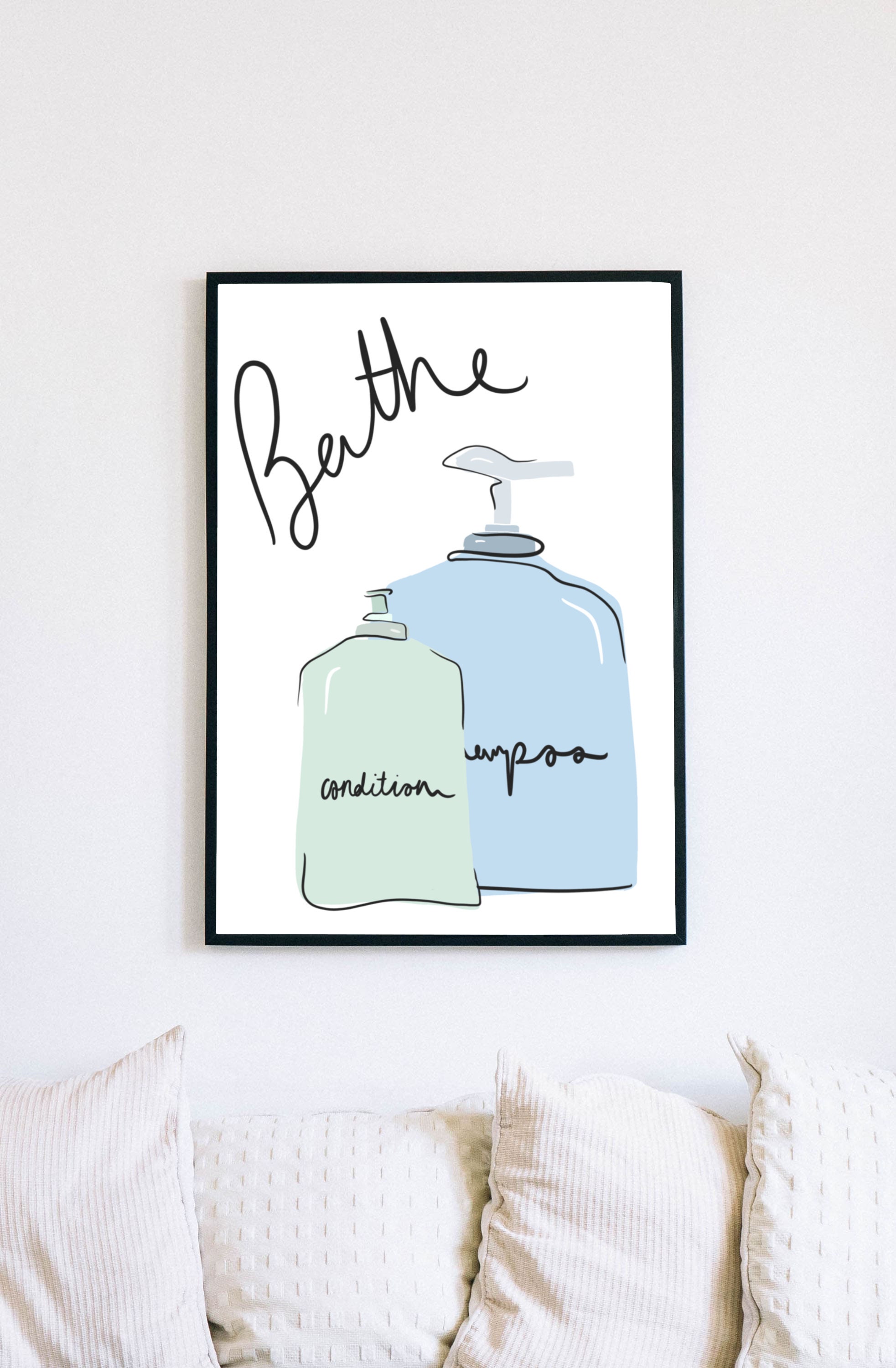 Bathroom Digital Print Artwork Shampoo and Conditioner Soap Bottle ...