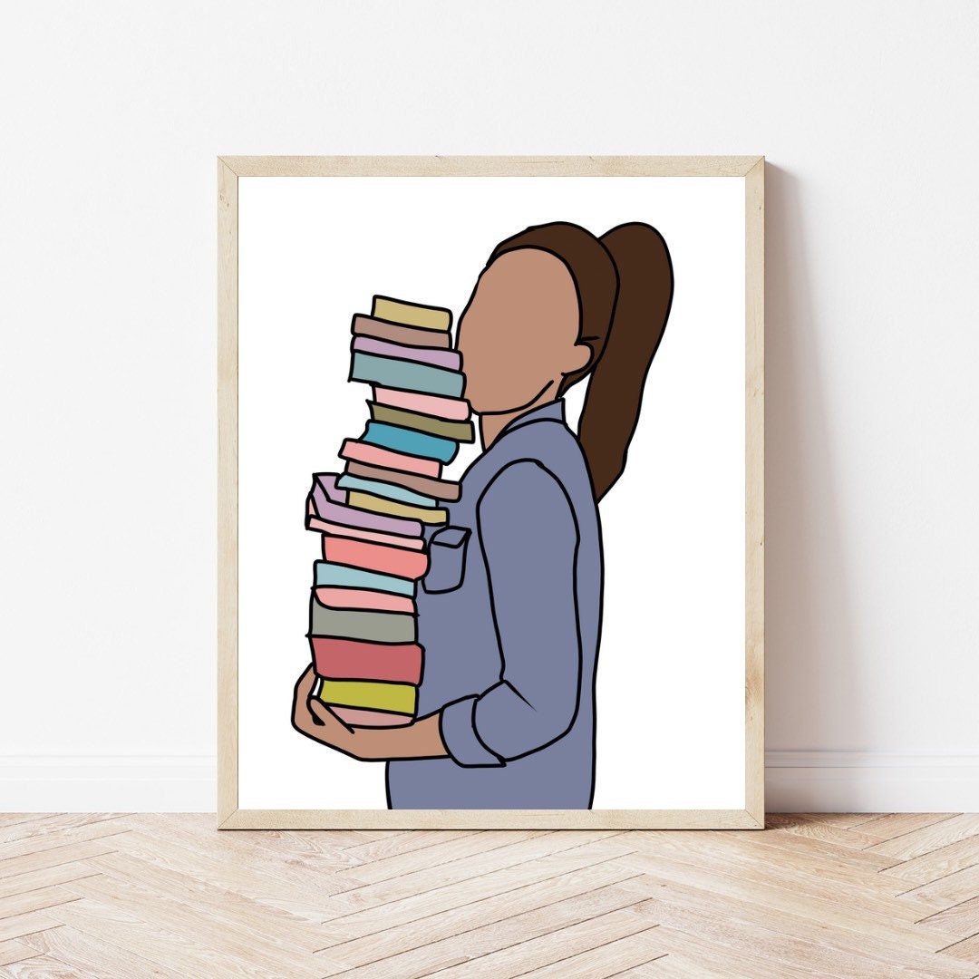 Set of 5 Reading Books Stacked Books Classroom Artwork for Teacher ...