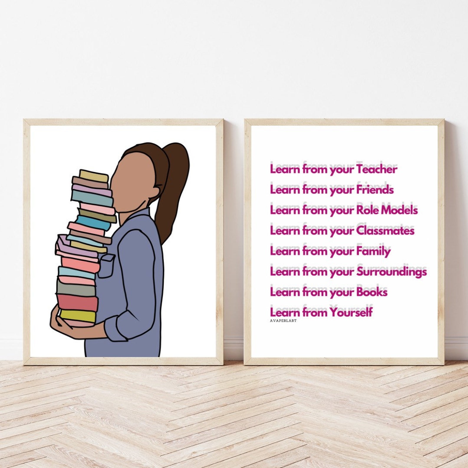 Set of 5 Reading Books Stacked Books Classroom Artwork for Teacher ...