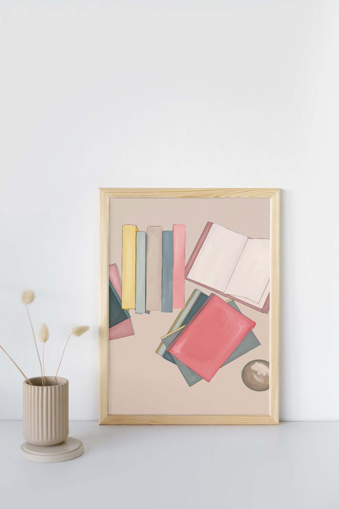 Books Digital Print Version 2 Stack of Classic Books Wall Art ...