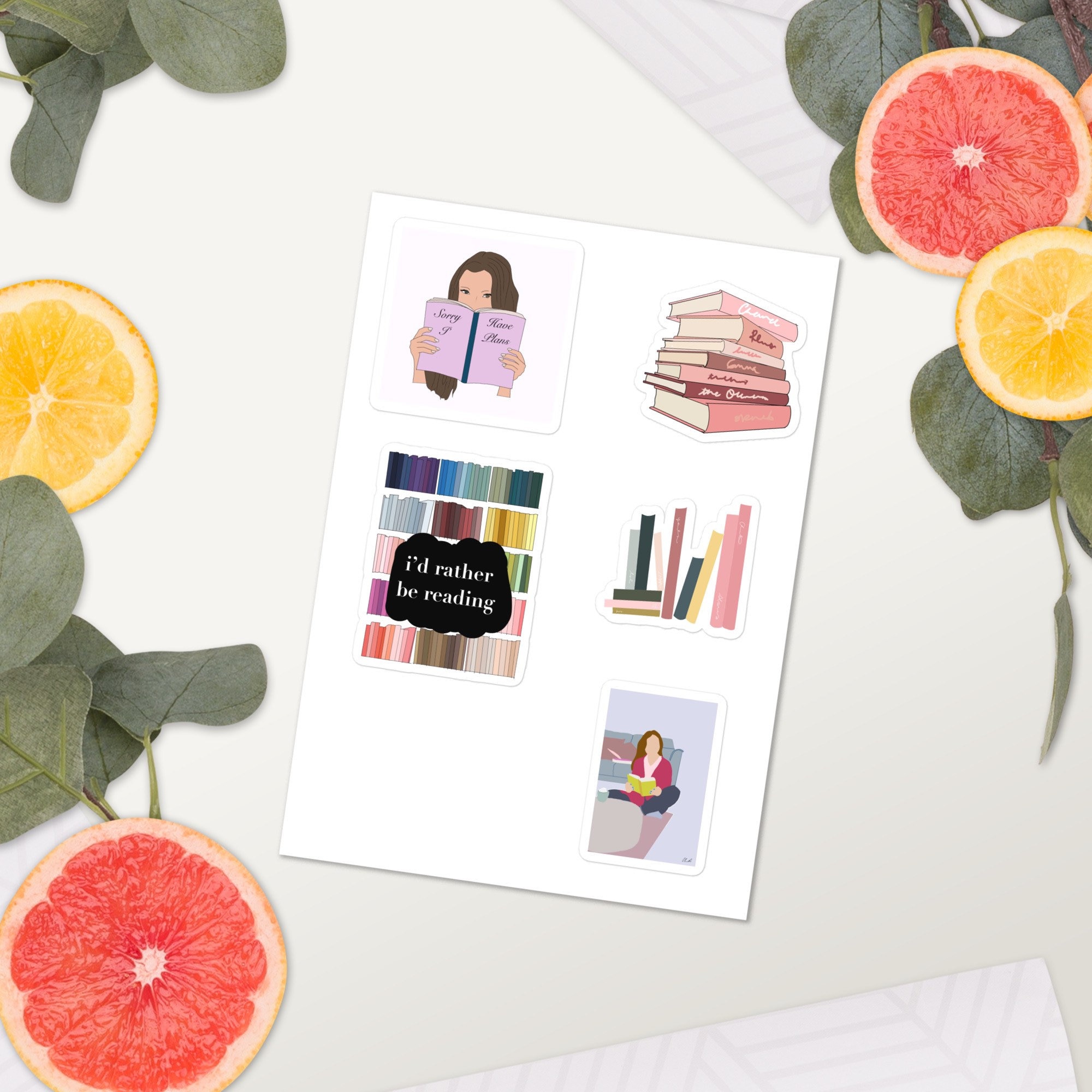 Reading Books Themed Extra Large Sticker Sheet Classic Stacked Books ...