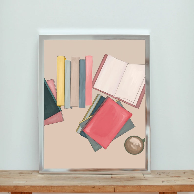 Books Digital Print Version 2 Stack of Classic Books Wall Art ...