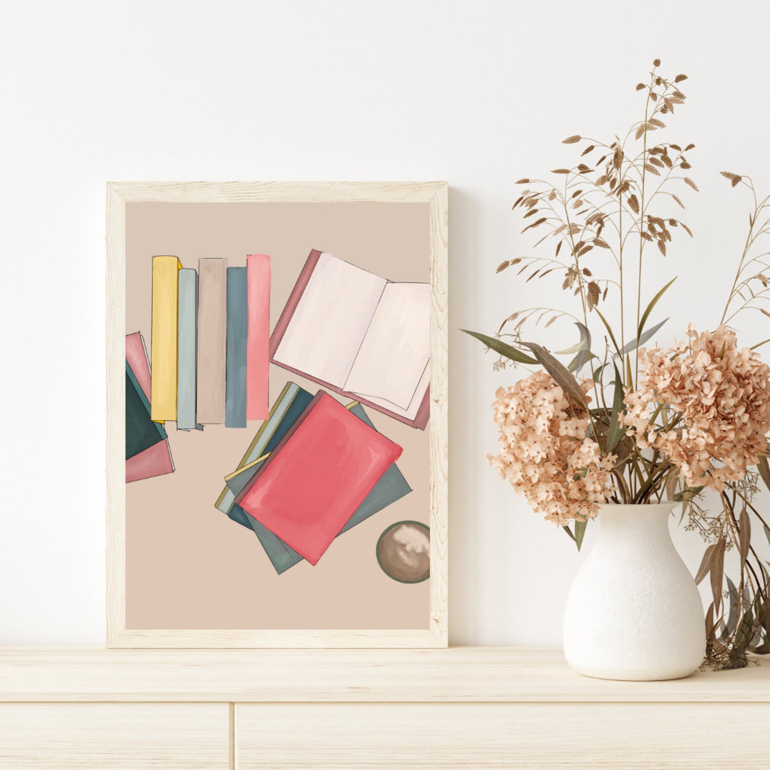 Books Digital Print Version 2 Stack of Classic Books Wall Art ...