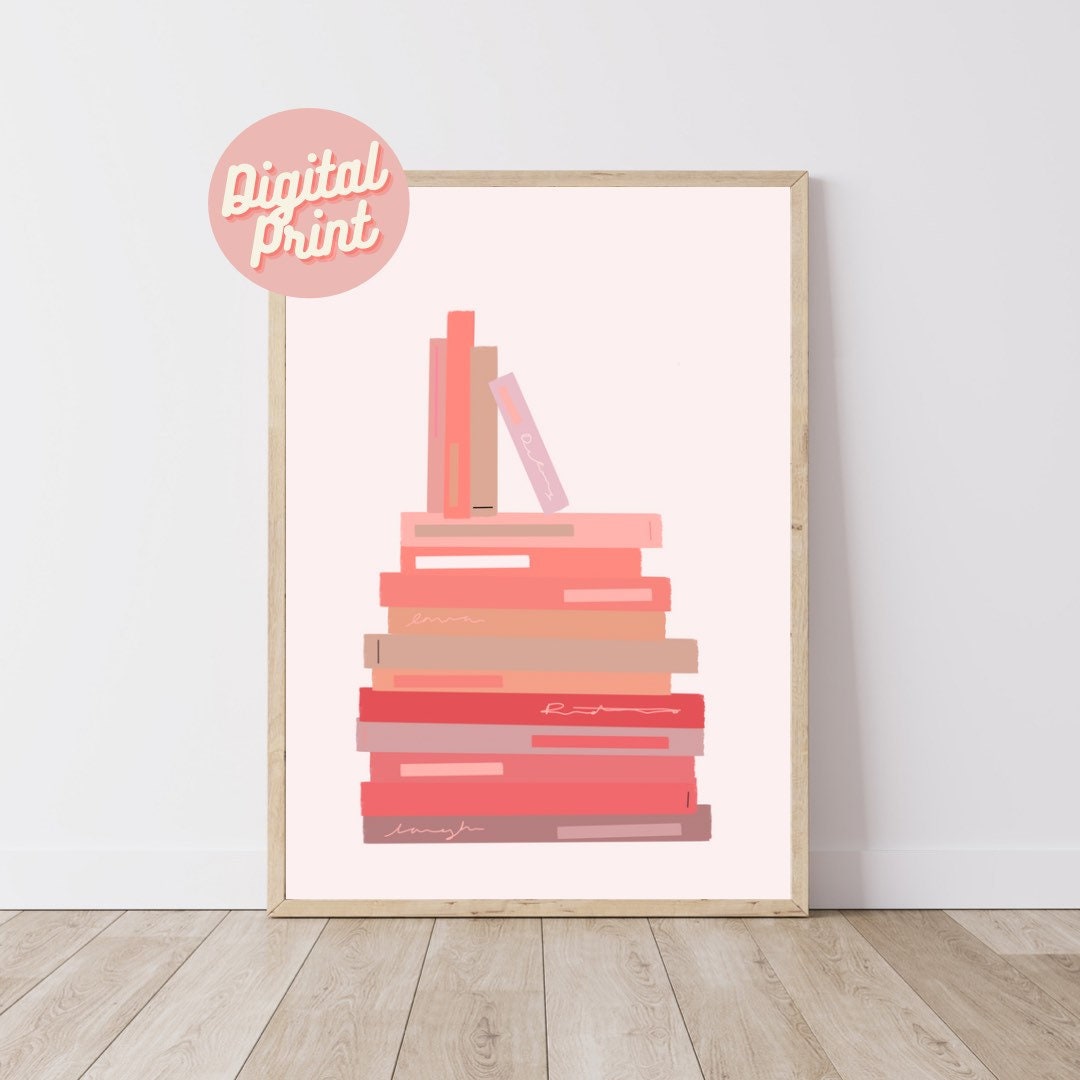 Books Digital Print. Stack of Classic Books Wall Art. Minimalist Book ...