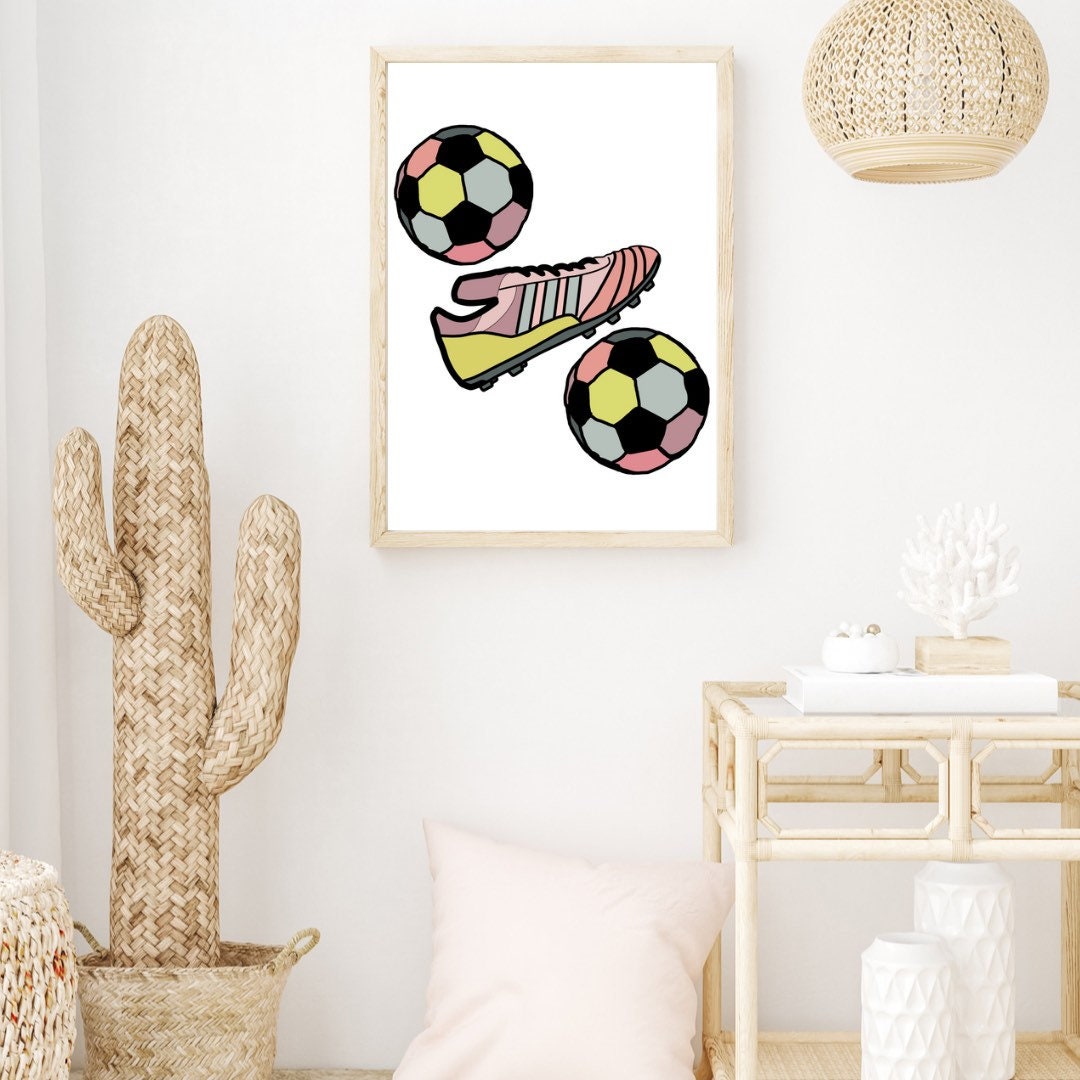 Soccer Digital Print, Girls Sports Wall Decor, Soccer and Sneaker Cleat ...