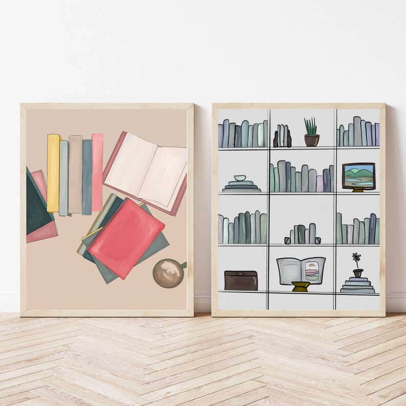 Books Digital Print Version 2 Stack of Classic Books Wall Art ...