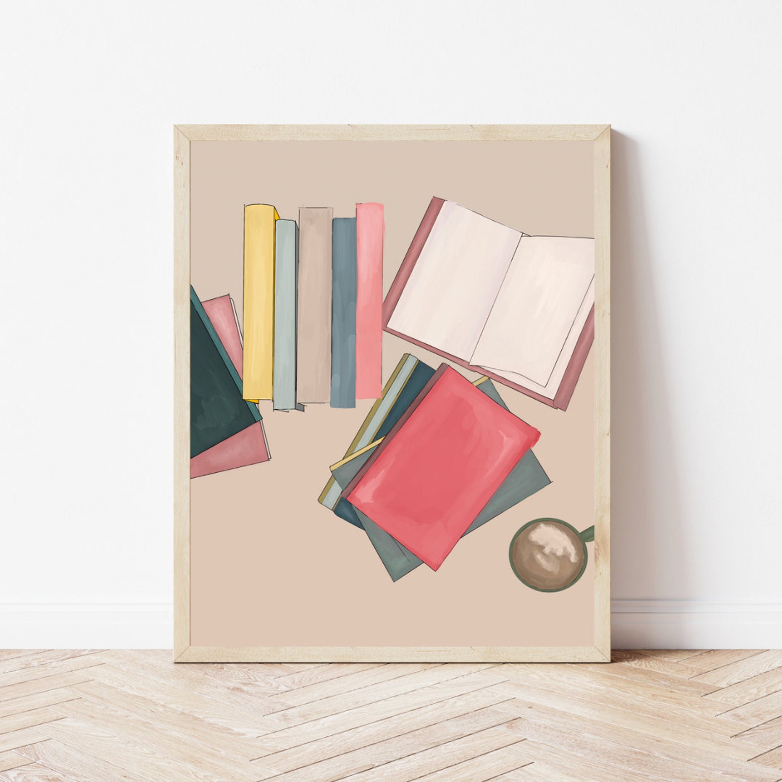 Books Digital Print Version 2 Stack of Classic Books Wall Art ...