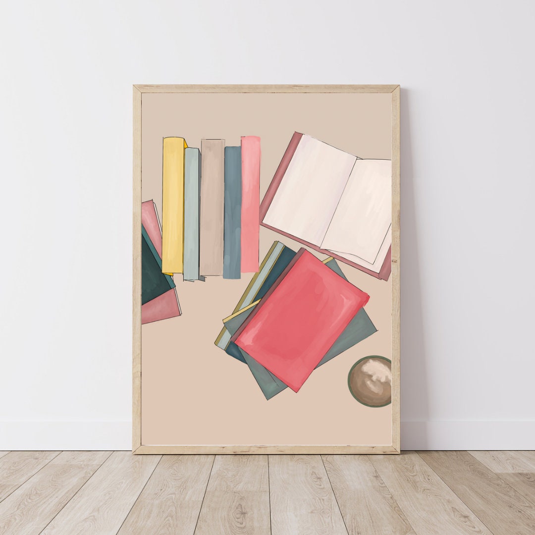 Books Digital Print Version 2 Stack of Classic Books Wall Art ...