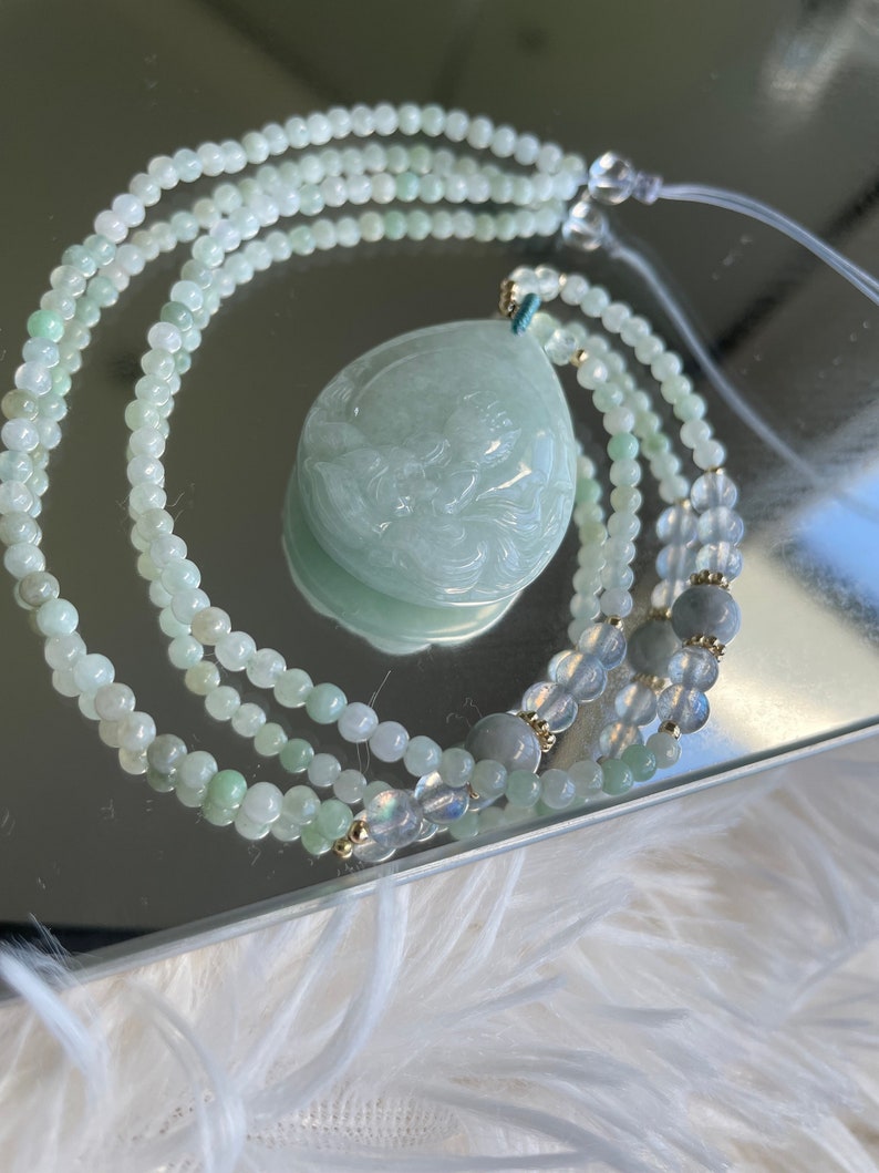 Jade Stone Kitsune Empress Nine-tailed Fox Pendant Nine - Etsy