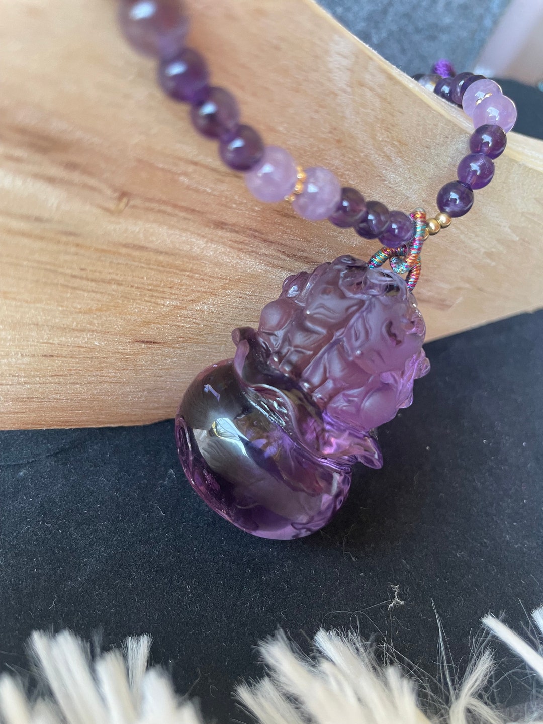 Amethyst Couple Kitsune, Couple Fox Pendant, Fox Pendant, Nine-tailed ...