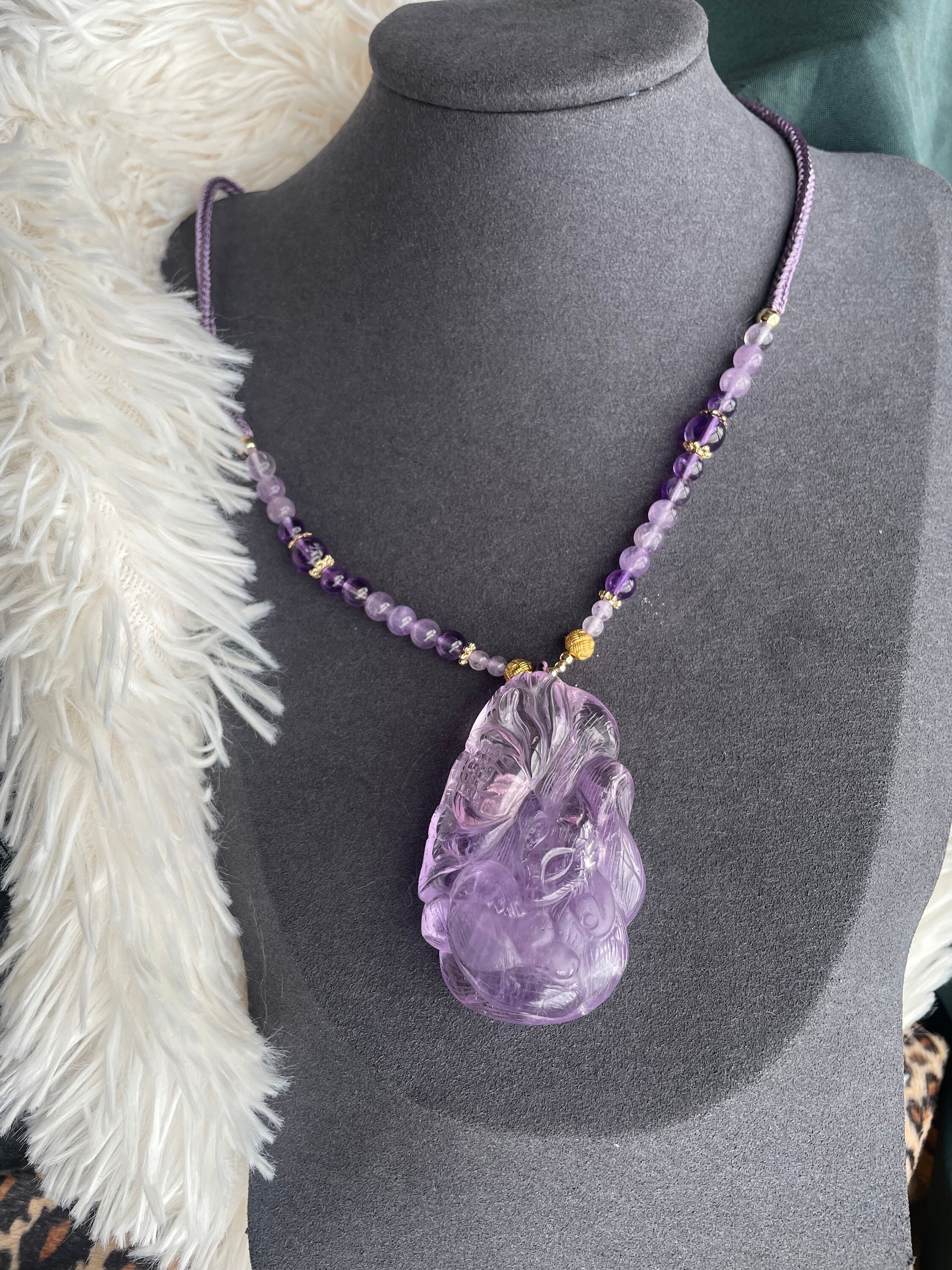 Lavender Amethyst Cute Nine Tailed Fox Pendant Fox Pendant - Etsy