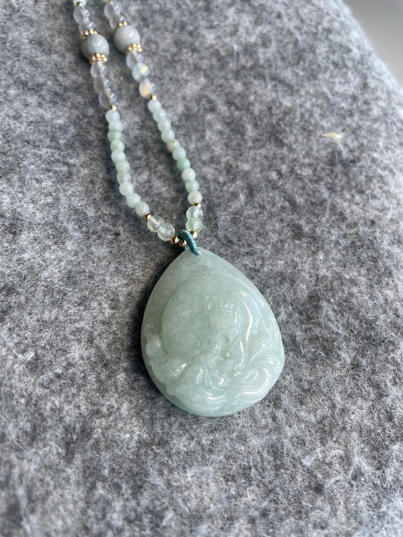 Jade Stone Kitsune Empress Nine-tailed Fox Pendant Nine - Etsy