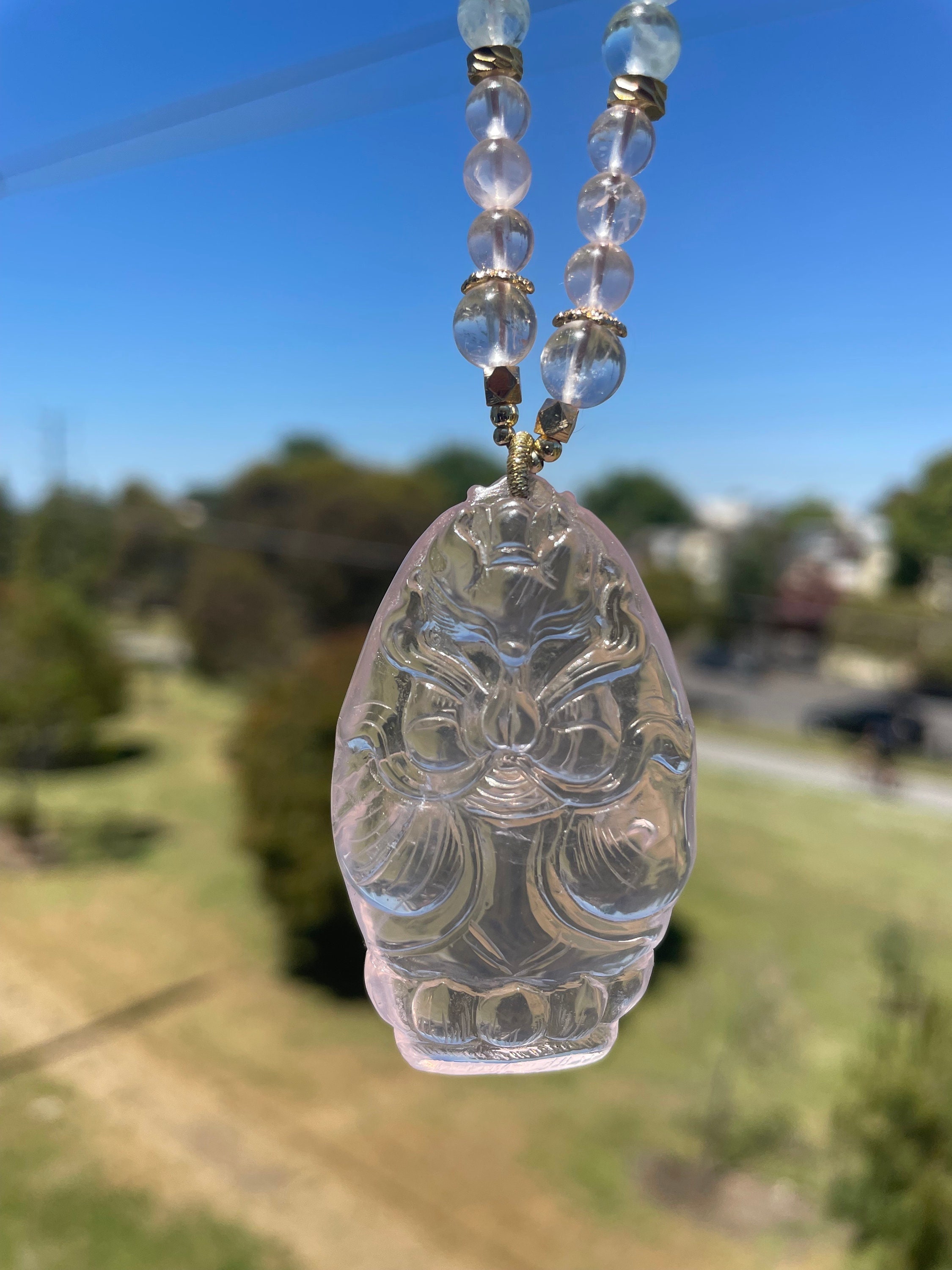 Rose Quartz Kitsune, Ninetailed Fox Pendant, Meditation Fox Pendant, Rose Quartz Pendant,rose ...