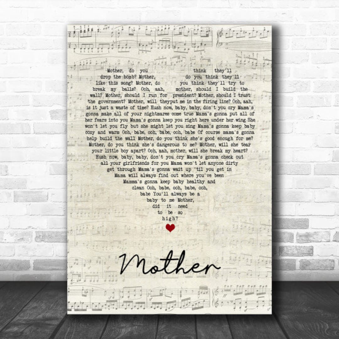 Mother Poster Pink Floyd Mother Script Heart Song Lyric Music Wrapped ...