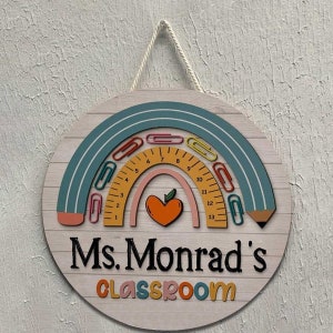 Personalized Wooden Teacher Classroom Door Hanger Back to School Gift ...
