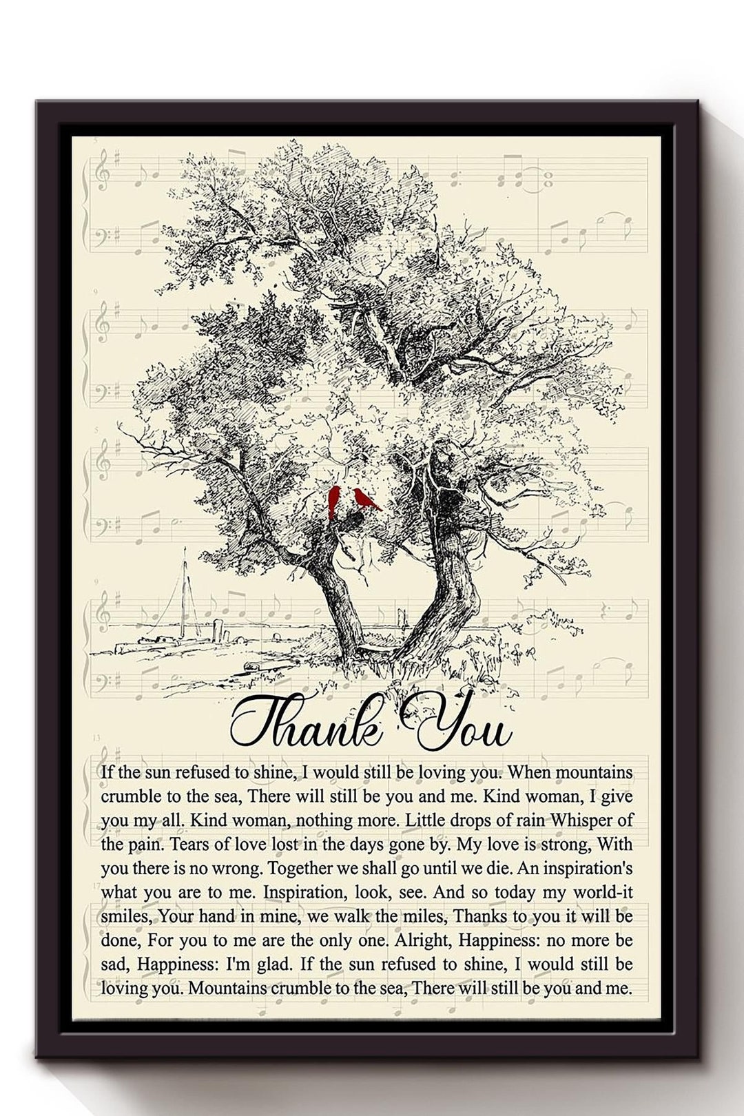 Led Zeppelin Thank You Script Heart Song Lyric Music Canvas Paintings ...