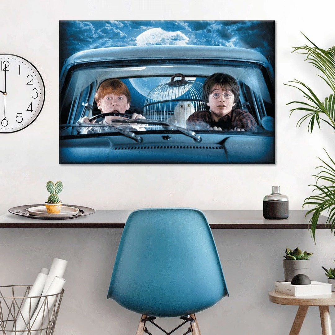 Flying Car Wall Art Canvas Painting Weasley Vintage Flying - Etsy