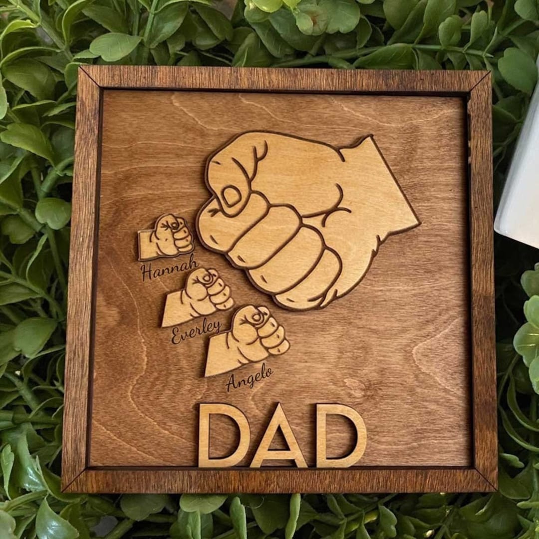 Personalized Dad and Kids Fist Bump With Name Frame Sign for Father's ...