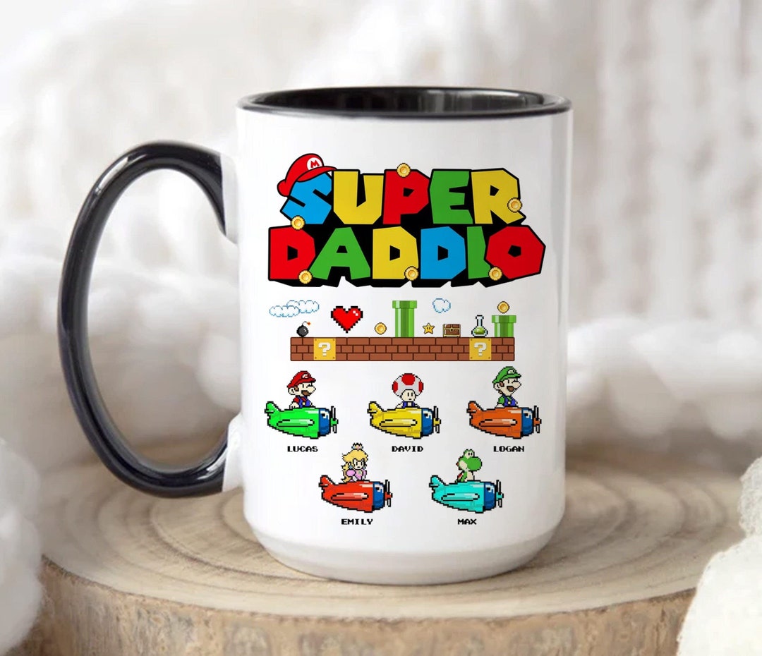 Personalized Super Daddio Mug, Gamer Dad Fun Gift for Father's Day ...